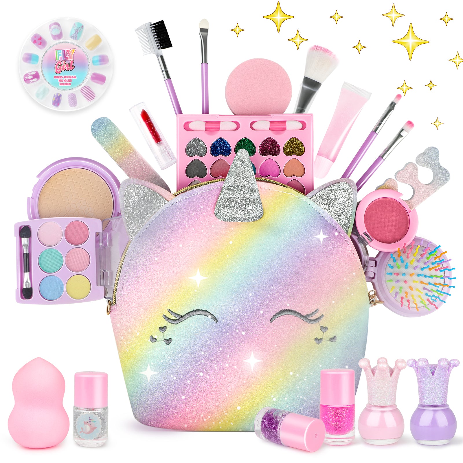 Kids Real Makeup Sets Toys Washable Make Up Set for Little Princess Cosmetic Set with Makeup Bag for Birthday Gifts for 3 12 Girls