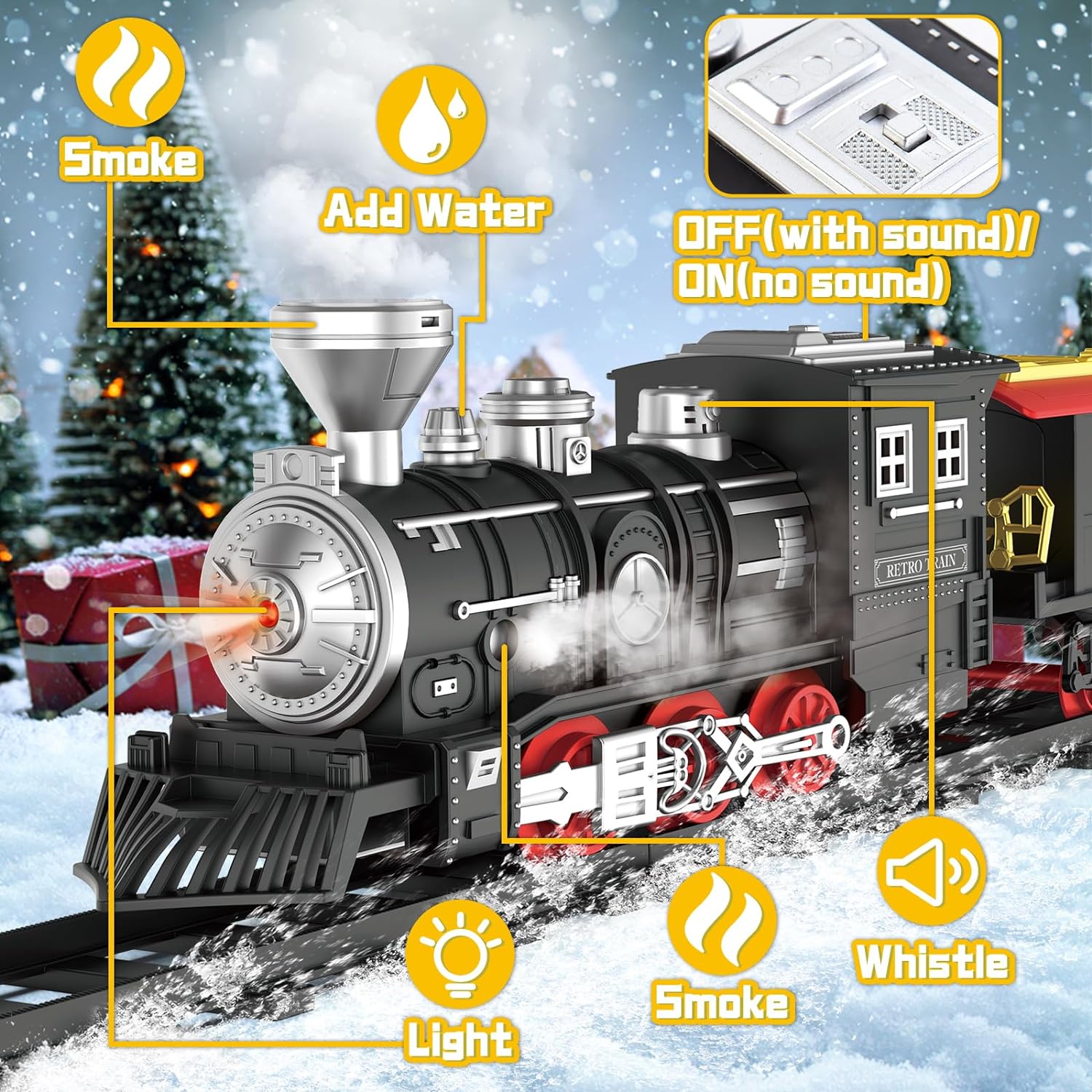 Christmas Tree Toy Steam Train Set w Lights Sounds Christmas Train Se deaotoys