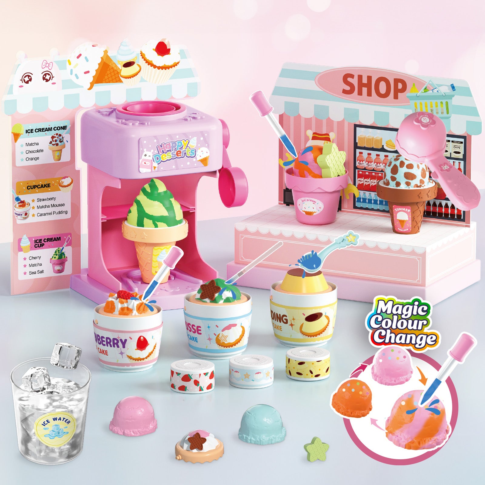 2-in-1 Color Changing Dessert Maker Playset -Ice Cream & Cake Toy with ...