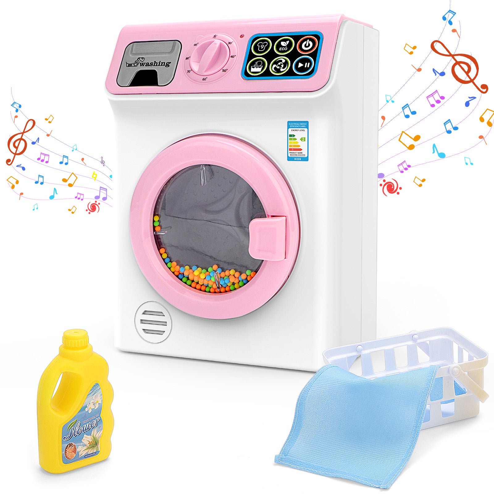 Kids Washing Machine Toy Set Pretend Play Household toy Set Laundry Wa ...