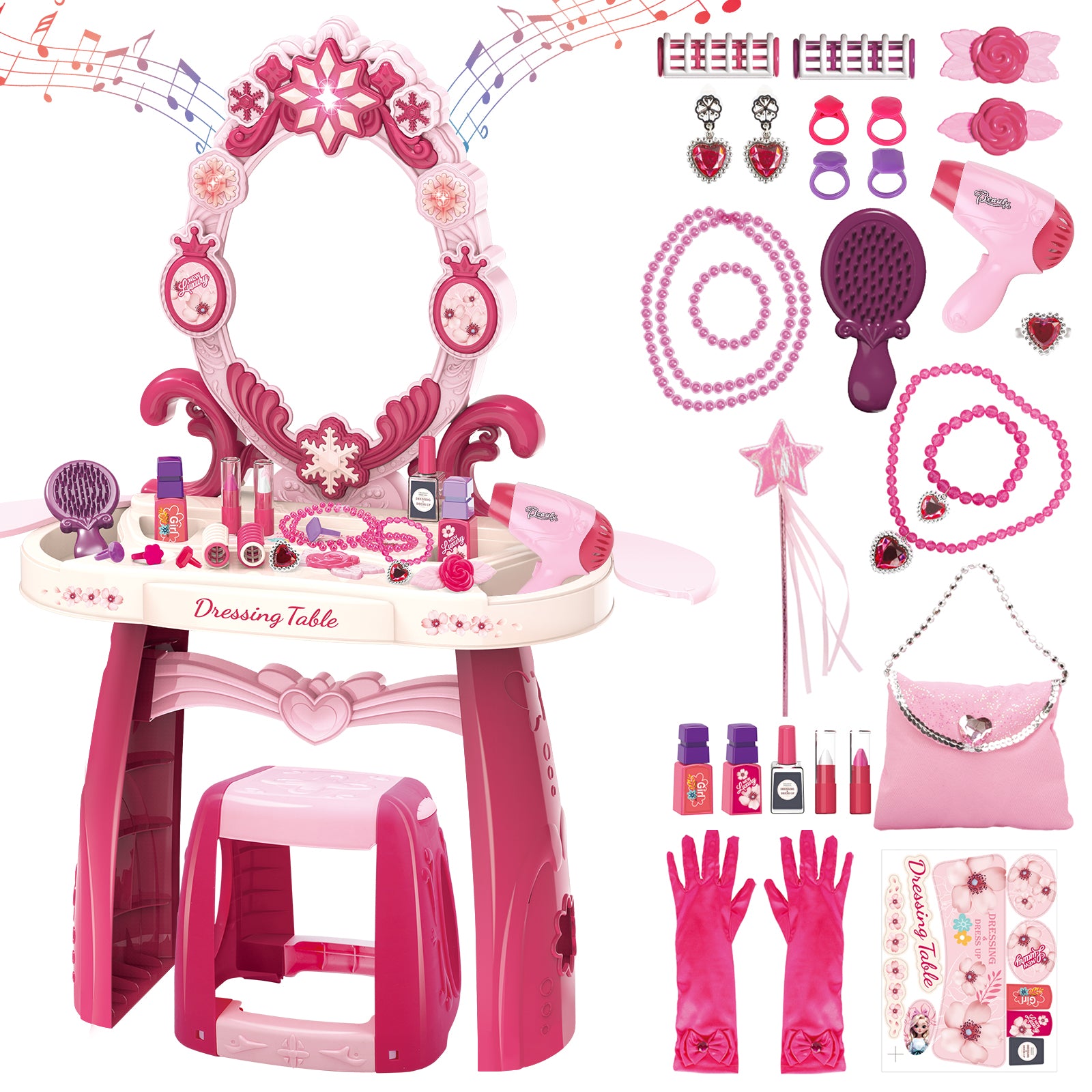 Children Dressing Table Comprehensive Play Set with Handy Carrying Cas ...