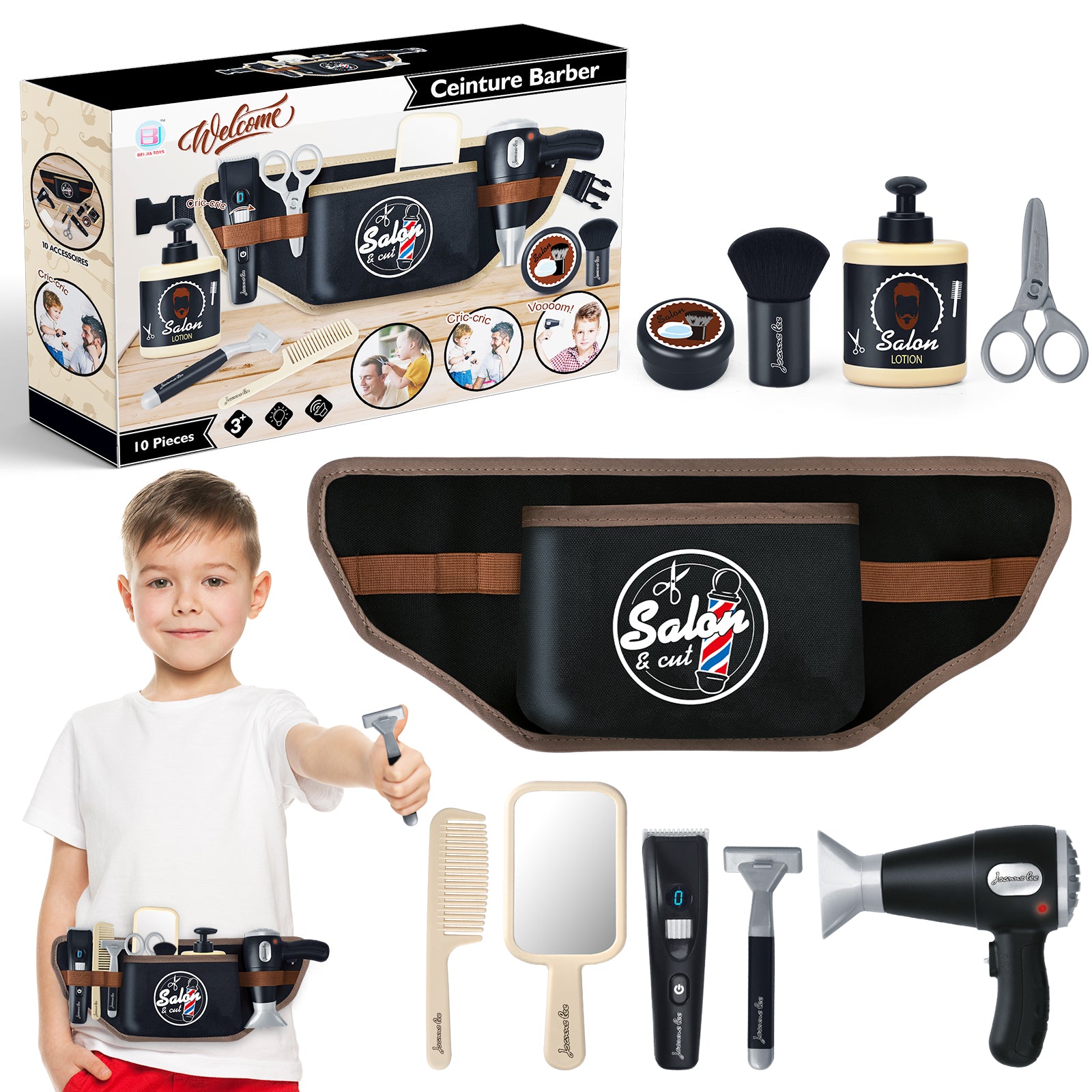 Hairdressing Stylist Playset Hair Salon Role Play Barber Toy Kit with ...