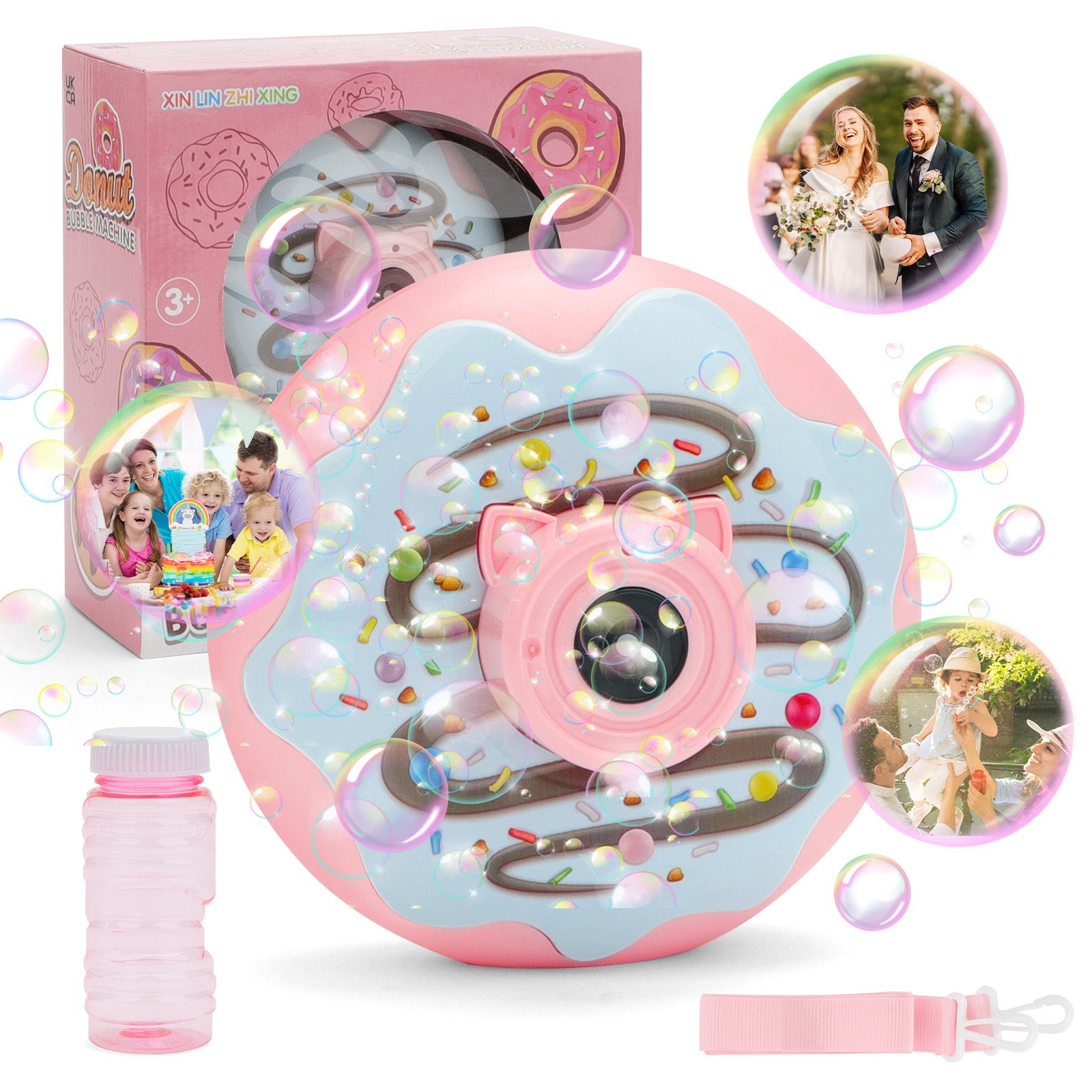 Magical Donut Camera Bubble Machine Automatic Light-Up Bubble Blower F ...