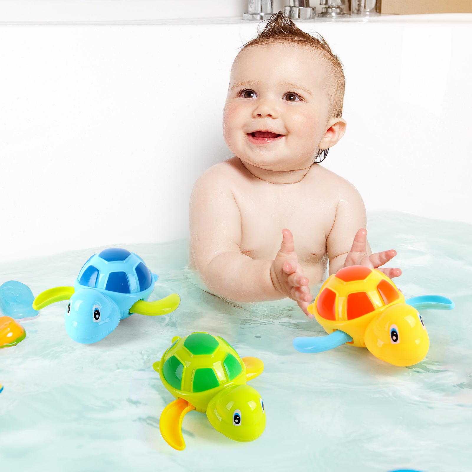 Floating Wind-Up Sea Turtle Bath Toys for Toddlers-Interactive Swimmin ...