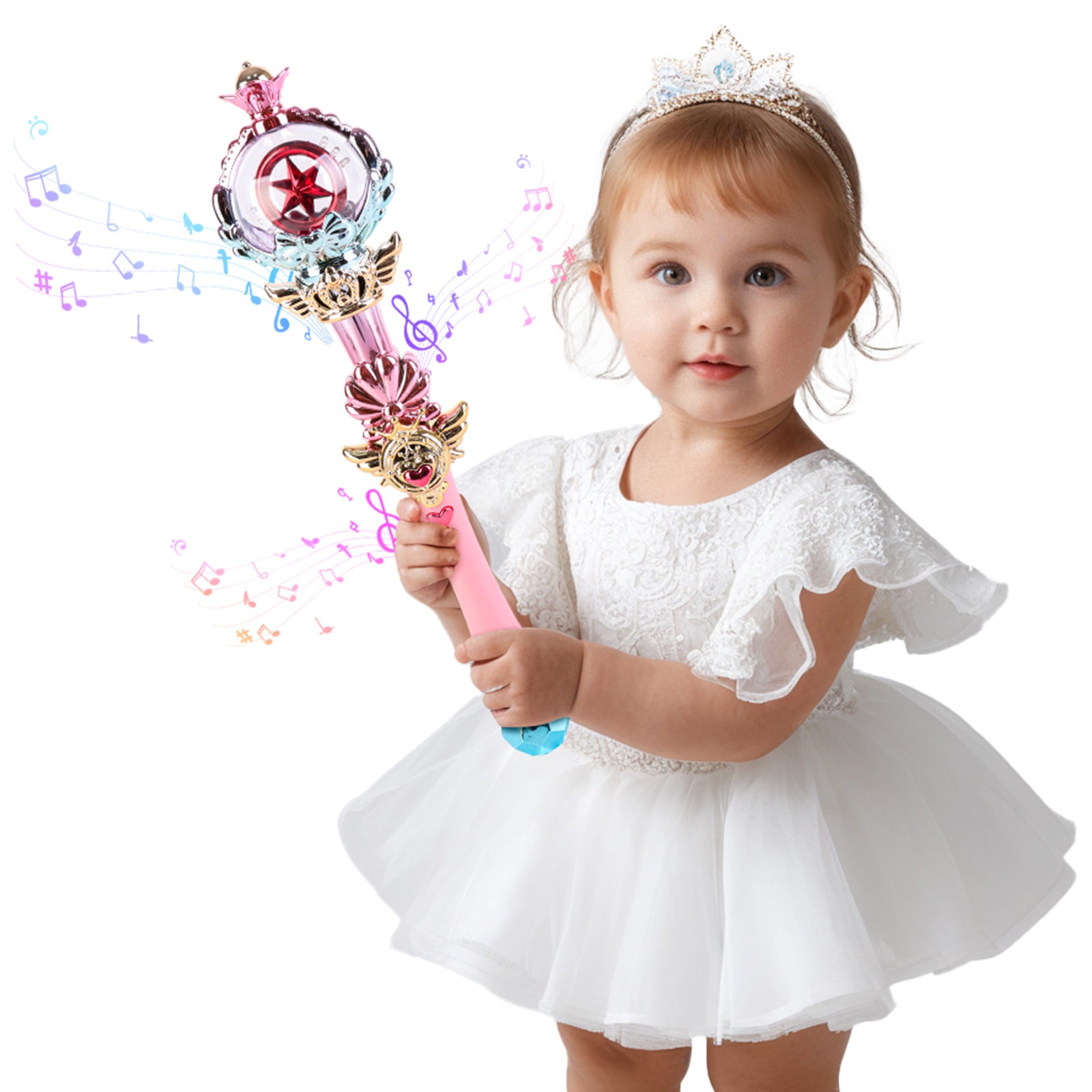 Light-Up Magic Princess Wand for Kids LED Wand with Music and Lights P ...