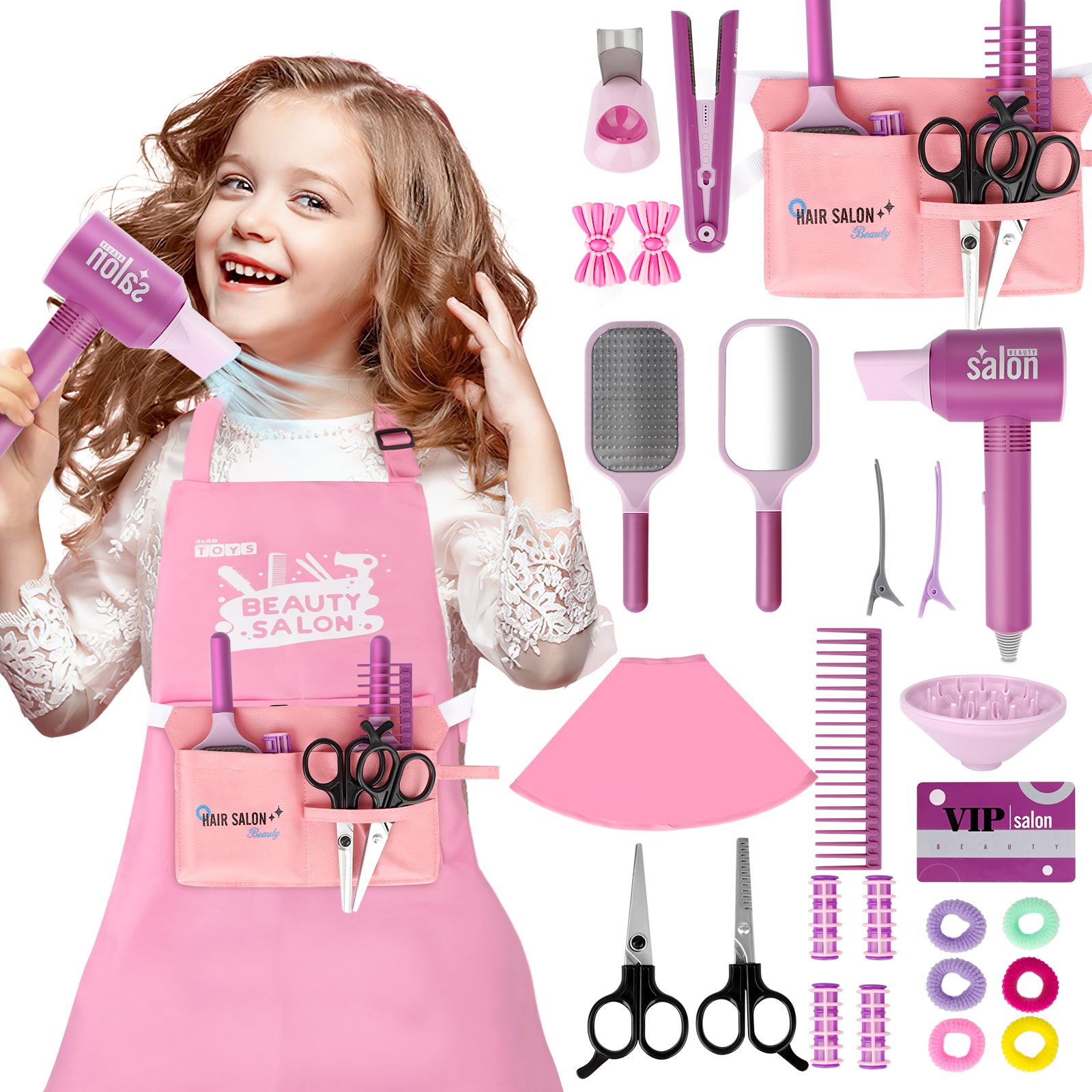 27PCS Hair Salon Toys Sets Hairdressing Toy Role Play Stylist for Chil ...