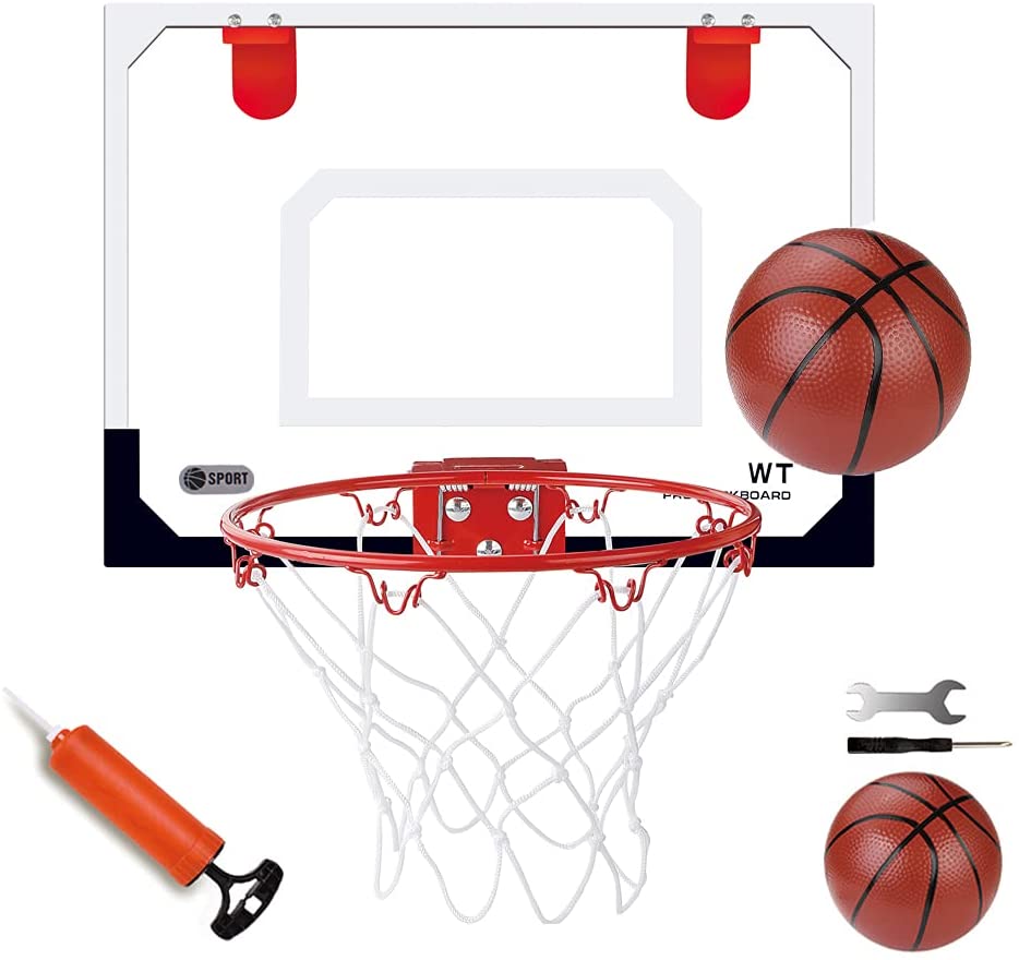 Basketball Hoop Game with Backboard Set, Ball Pump and Two Basketballs ...